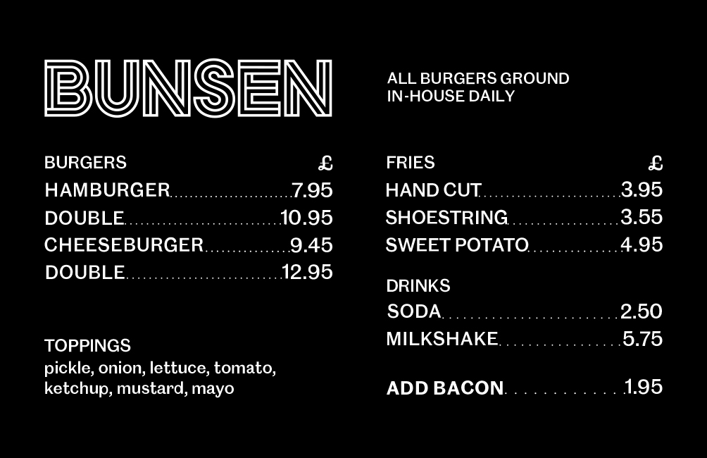 Bunsen | Straight Up Burgers | Dublin, Belfast, Cork